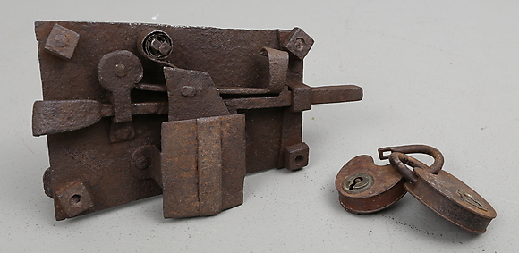 LOCKS, 18th century and PADLOCK, 2 19th century. Silver & Metals ...