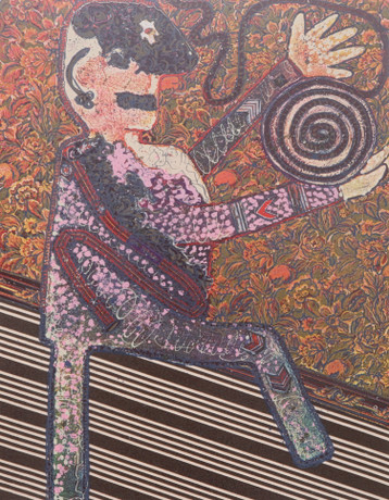 ENRICO BAJ. color lithograph, figure composition, signed, AP/Proof ...