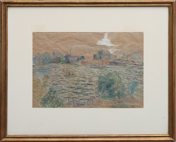 AXEL NILSSON. LANDSCAPE WITH MANSION. Art - Drawings - Auctionet
