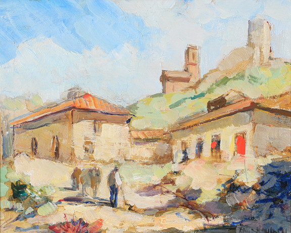 KNUT NORMAN. Landscape with farm, oil on Board, signed. Art - Paintings ...