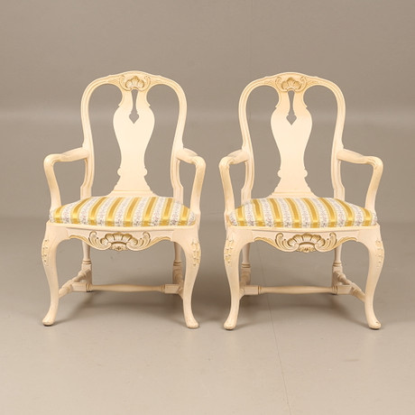 SILLAS BRAZO, 2 piezas, estilo rococó, década de 1900. Muebles - Sillas ...