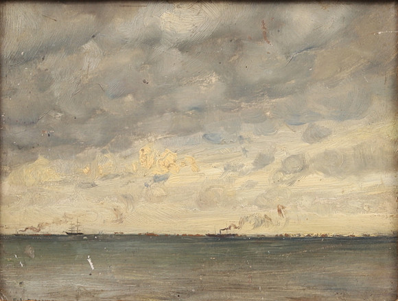 FRANK LEWIS EMANUEL (1866-1948). Sea motif with steamboats, oil on ...