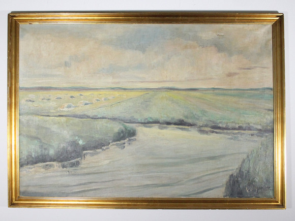 W. SCHRÖDER. 'River landscape', oil on canvas. Art - Paintings - Auctionet