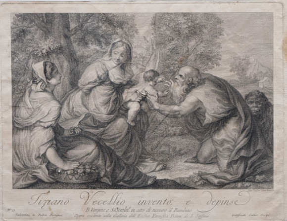 TIZIANO VECELLIO. After. Madonna with Child and St. Jerome. Art ...