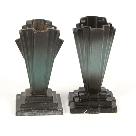 VASER, 2 st, emaljerad gjutjärn, Art Deco, Ebe Verken, Husqvarna ...