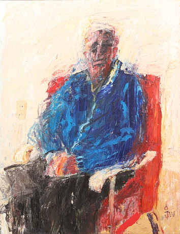 JAN WIBERG (FÖDD 1944). "Röd fåtölj", olja på duk, monogramsignerad J W ...