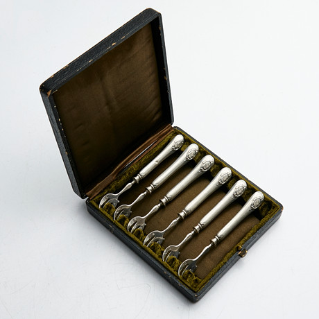 CHEESE FORKS, 6 pcs, silver, first half of the 20th century, France ...