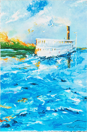 KARL HÖGLUND. Koostumus waxholm-veneellä, värilitografia, signeerattu ...