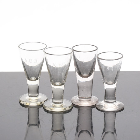 SNAP GLASS, 4 pcs, 19th/20th century. Glass - Utility glass - Auctionet