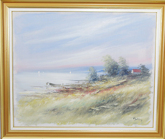 CARL JULIUS. Coastal landscape, oil on canvas, signed Julius. Art ...
