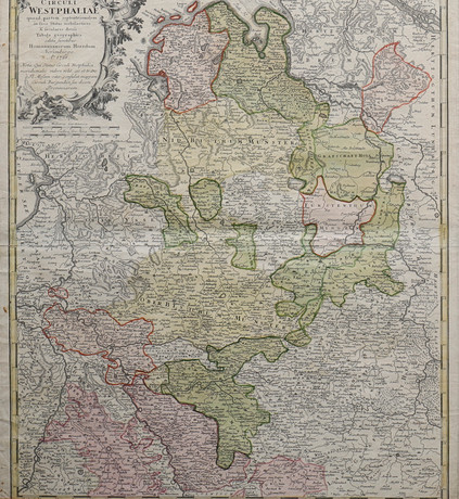 ANTIK KARTA ÖVER WESTPHALEN, daterad 1761. Böcker, Kartor ...