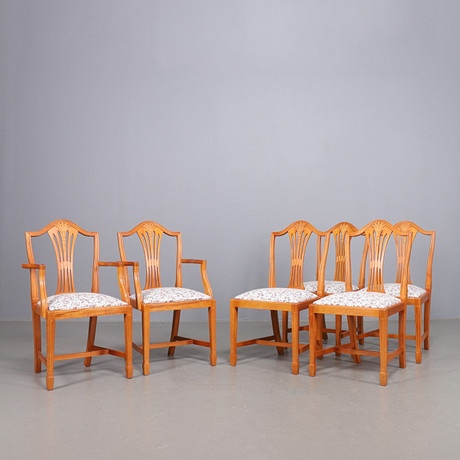 STOLAR, 6 stycken modell axet, gustaviansk stil, 1900-talets senare ...