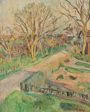 THEODOR HALLIER (1908-1982). dike path. Art - Paintings - Auctionet