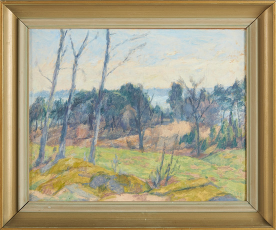 HERMAN TALVIK. Landskapsmotiv, olja på pannå, signerad och daterad 1945 ...