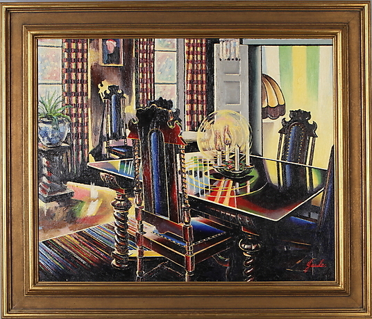 EVA GARDE. Interiör, olja på duk, signerad. Konst - Måleri - Auctionet