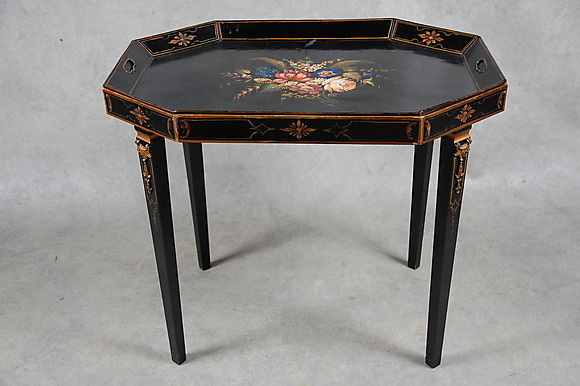 TABLE TABLE, with painted tile, probably Russia 19th century. Furniture ...