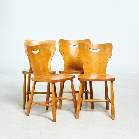 STÜHLE, 4 Stück, Nässjö Stolfabrik, Birke und Birkenfurnier, circa ...