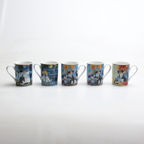 ROSA WACHMEISTER. MUGGAR 5 st, porslin, Goebel, kattmotiv, sent 1900-tal. Keramik & Porslin ...