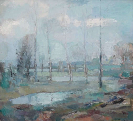 HUGO CARLBERG. spring landscape, signed oil on canvas. Art - Paintings ...