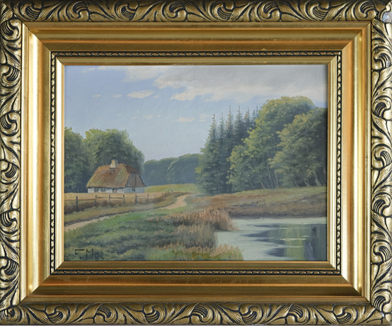 FREDRIK MOE. Olja på duk, gårdvy, signerad F. Moe. Konst - Måleri ...