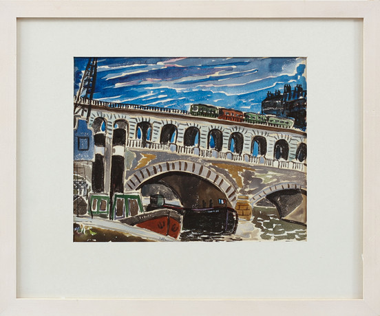 TORSTEN BILLMAN. Paris bro, akvarell, signerad. Konst - Måleri - Auctionet