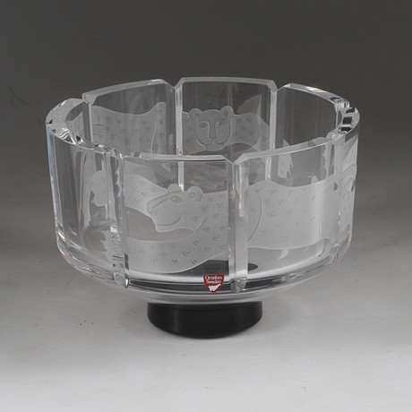 GUNNAR CYRÉN. Bowl, glass, "Cats", Orrefors. Glass - Art glass - Auctionet