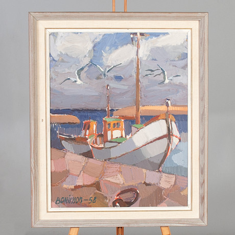 BO NILSSON. Olja på duk, motiv från Genarp, signerad och daterad -58 ...