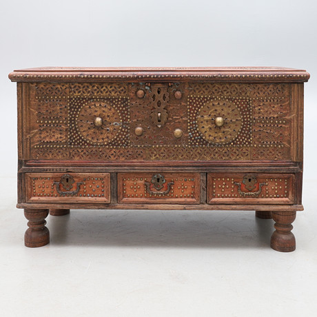 AN ARABIAN TEAK WEDDING CHEST OR 'MANDOOS', OMANI, LATE 18TH/19TH ...