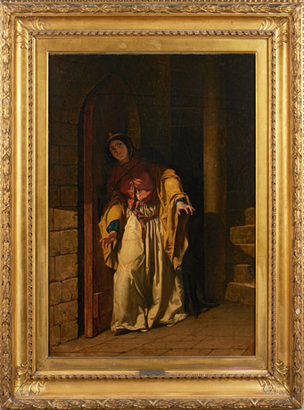 ALFRED W. ELMORE. Attributed to. Church interior with girl. Art ...