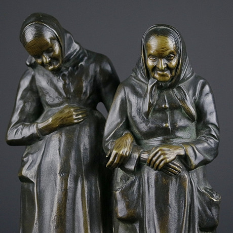 JACOB PLESSNER (1871-1936). Sculpture, bronze, two women, signed J ...