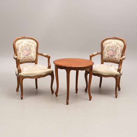 KARMSTOLAR MED BORD, rokokostil, 1900-talets senare del. Möbler ...