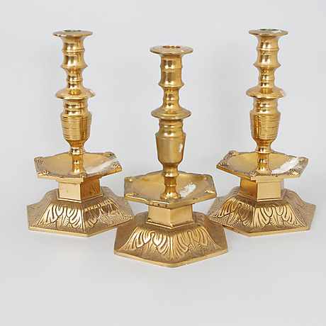 CANDLES, 3 pieces, brass / ore, baroque style. Lighting & Lamps ...