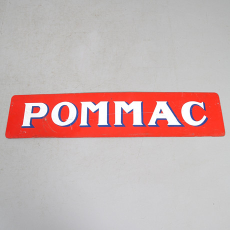 SIGN, metal, double-sided, Pommac, 20th century. Silver & Metals ...