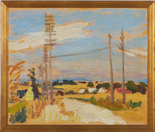 ERIK BYSTRÖM (1902-1988). Telephone poles, oil on Board, signed. Art ...