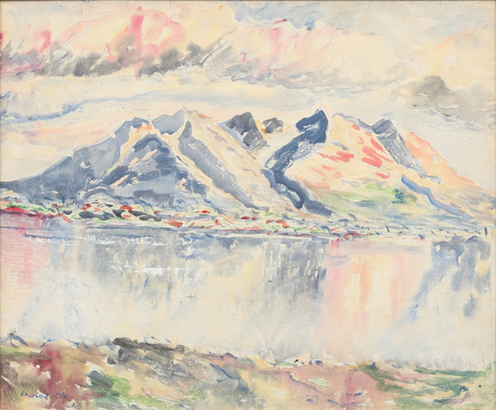 EDUARD OLE (ESTLAND, 1898-1995). "Lapimaa maastik" watercolor, signed ...