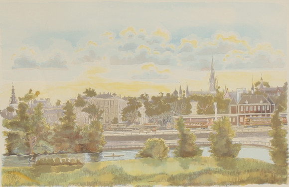 CLAES FOLCKER. Color lithograph, "Stadsbild Linköping", signed and ...