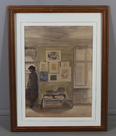 LOUIS BASTIN. kvinna i atelje, akvarell, signerad. Konst - Måleri ...