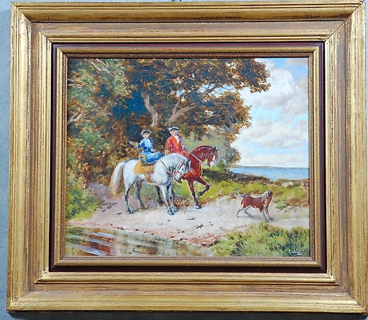 EMIL ÅBERG. 1864-1940, oil on Board, "Ridturen" signed. Art - Paintings ...