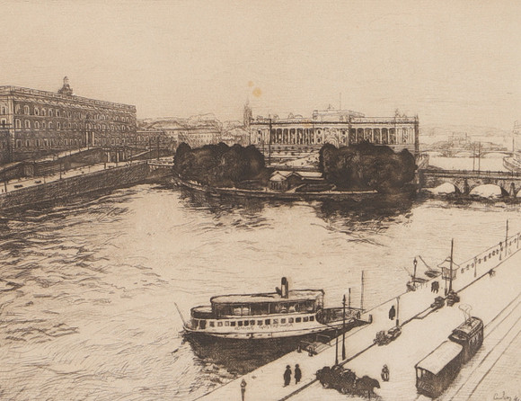 ANDERS HELLER. "Stockholm", etsning, signerad. Konst - Grafik - Auctionet