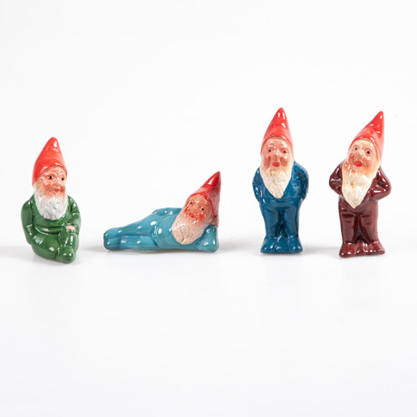 FIGURINER, TOMTAR, 4 ST. Heissner, Tyskland, 1900-tal. Keramik ...