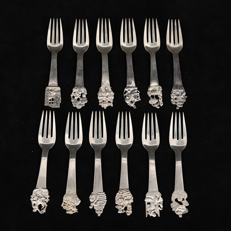 GAFFLAR, 12 st, Danmark. Silver & Metall - Silver - Auctionet