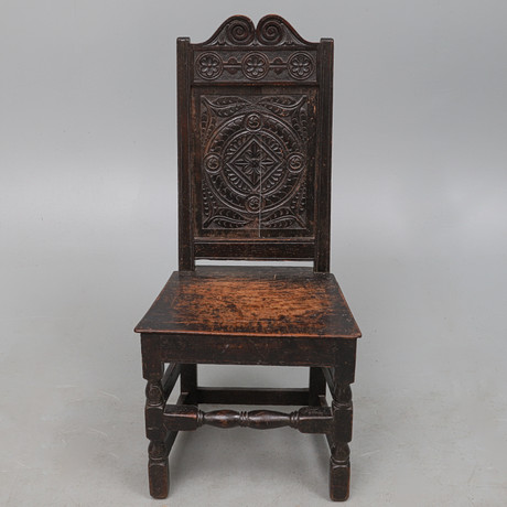 A LATE 17TH CENTURY STYLE DARK STAINED CARVED OAK BACK STOOL. Furniture ...