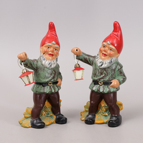 TOMTAR med batteridrivna lyktor, keramik, Heissner, Tyskland. Övrigt ...