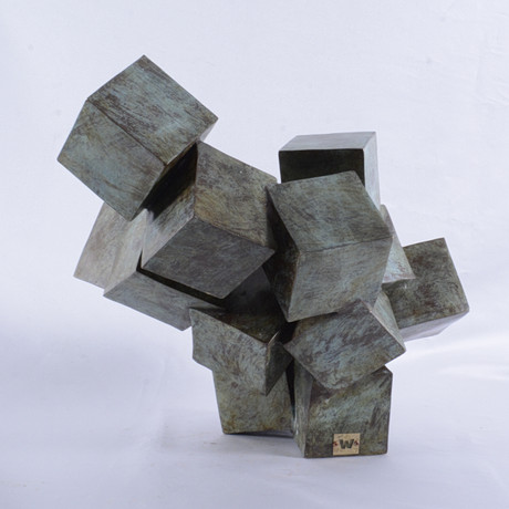 ANDREAS WARGENBRANT. Skulptur, "The Cubes", grönpatinerad brons. Konst - Skulptur - Auctionet