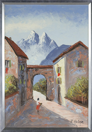 KARL HELGO. Olja på duk, alpby, signerad. Konst - Måleri - Auctionet