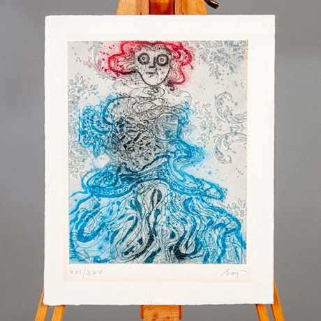 ENRICO BAJ. Color lithograph, figure composition, signed and numbered ...