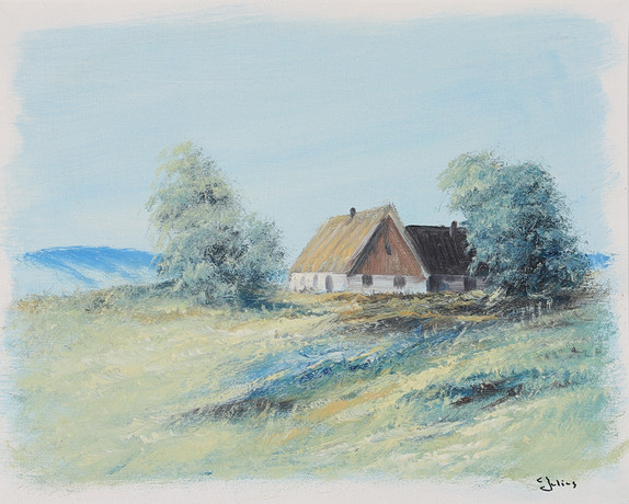 CARL JULIUS. Landkap med gård, olja på duk, signerad C. Julius. Konst ...