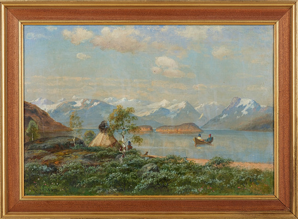 AUGUST JANSSON (1851-1915). motiv av fjällandskap, olja på duk ...