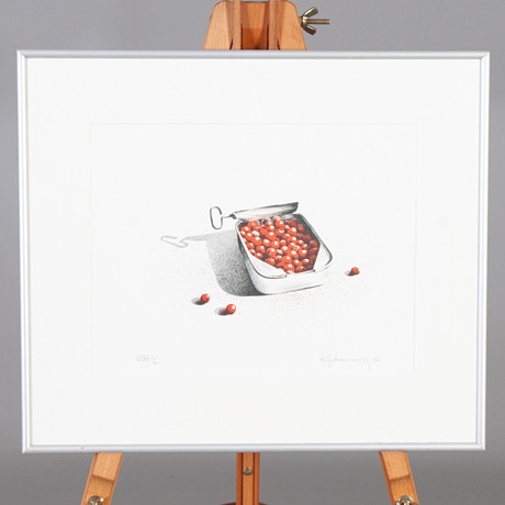 NILS ERIK JOHANSSON. Color lithograph, still life, signed, numbered 28/ ...