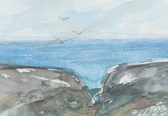 GIDEON JOHANSSON. akvarell, kustmotiv, signerad. Konst - Måleri - Auctionet